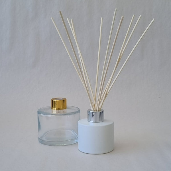 Diffuser Bottle - Round Clear 200ML- Gold Lid - CandleMaking